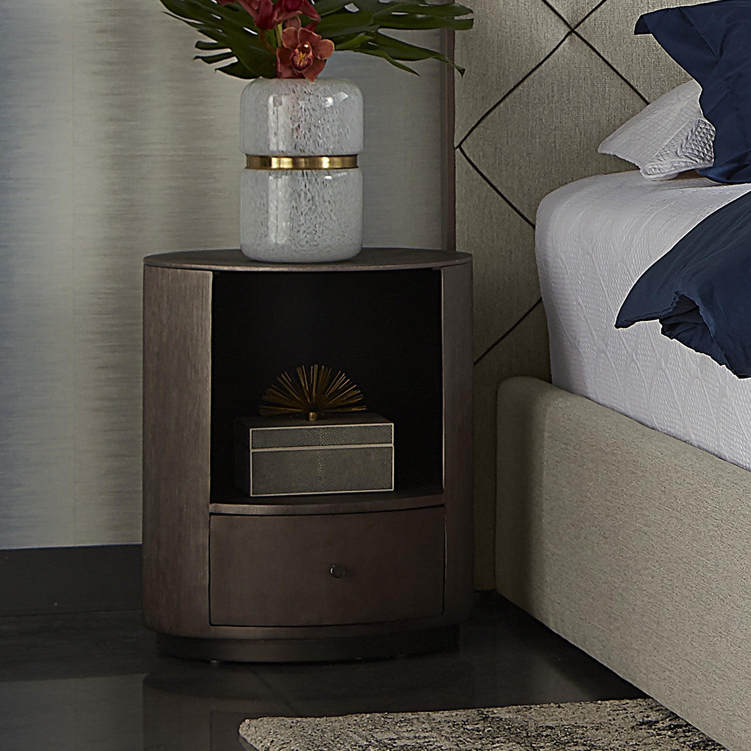 Sunpan Siena Round Nightstand Set of 2 – Paynes Gray