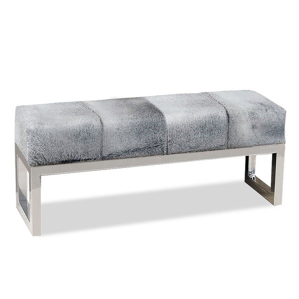 Interlude Home Moro Hide Bench – Paynes Gray