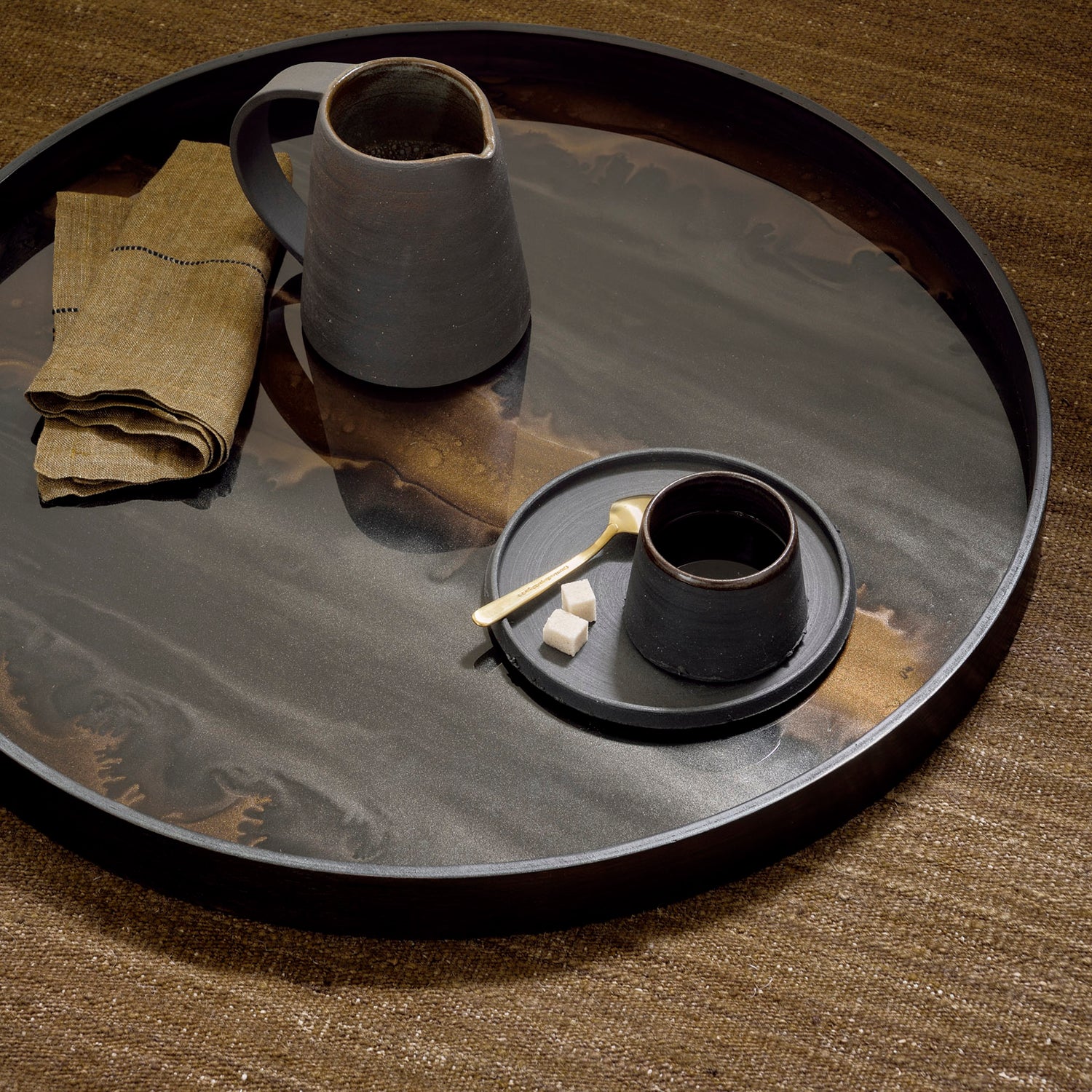 Ethnicraft Organic Large Glass Tray – Paynes Gray