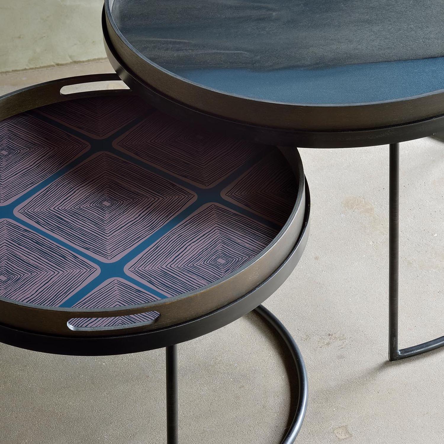 Ethnicraft Tray Round Coffee Table Set of 2 – Paynes Gray