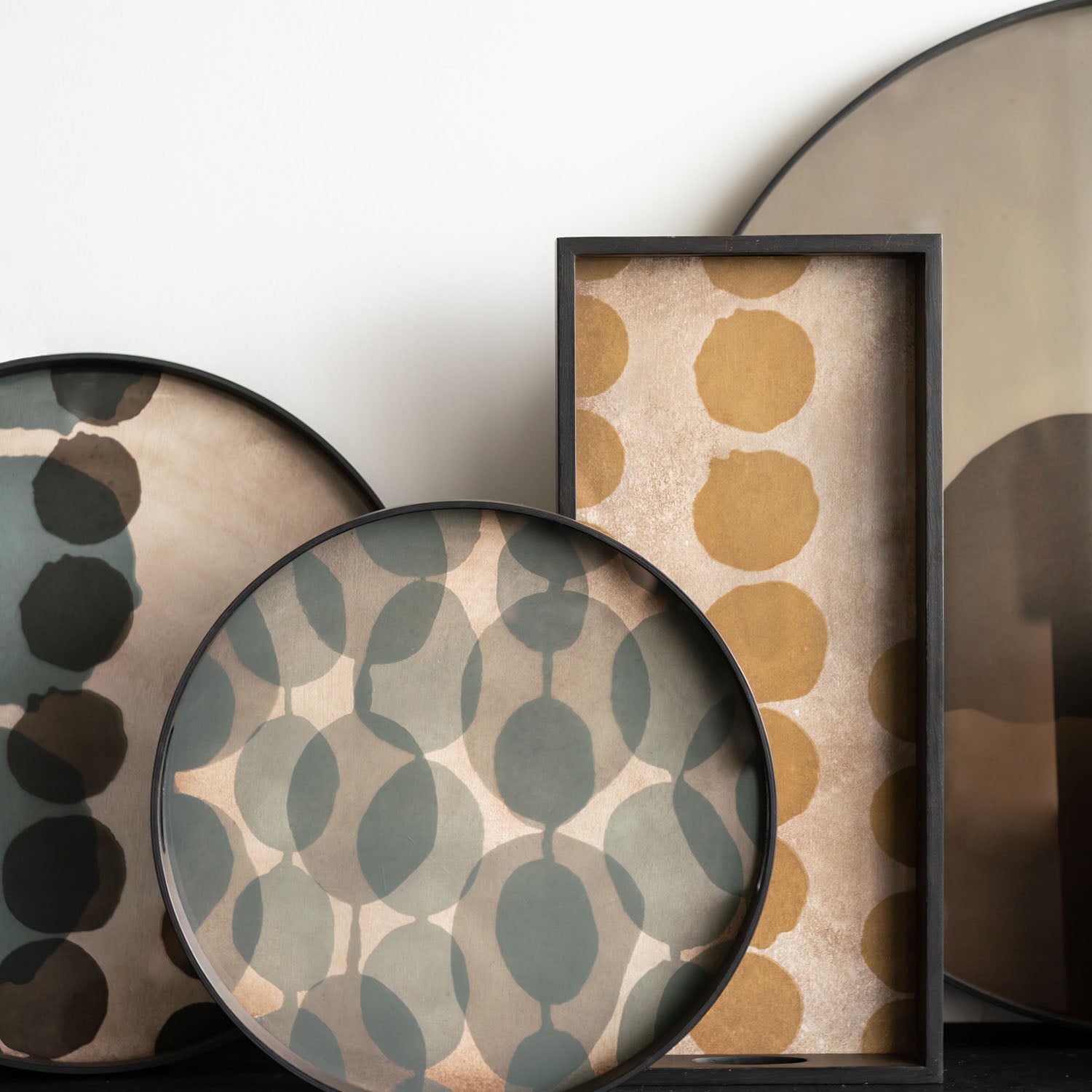 Ethnicraft Layered Dots Glass Tray – Paynes Gray