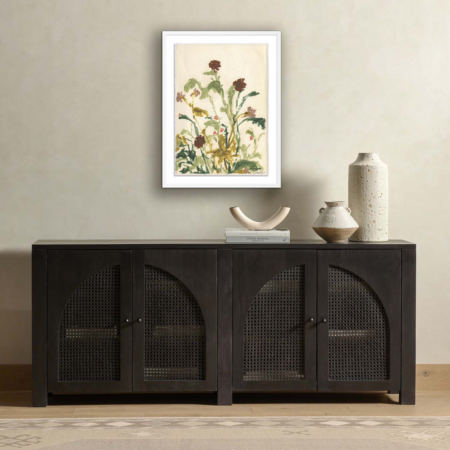 Four Hands x Shaina Page Meadow Rue 2 Framed Wall Art – Paynes Gray