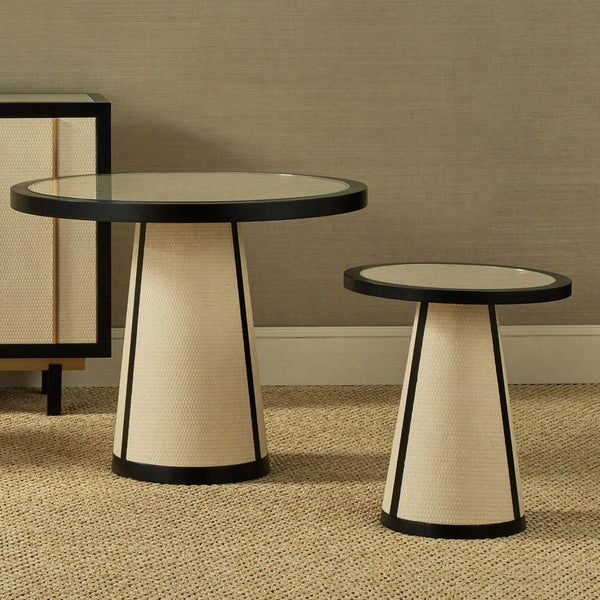 Currey & Co Deanna Raffia Entry Table – Paynes Gray