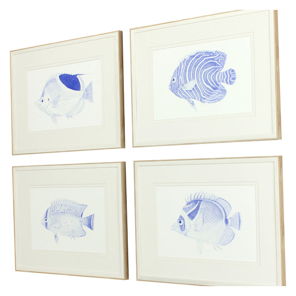 Vision Studio Blue Fish Framed Art Set of 4 – Paynes Gray