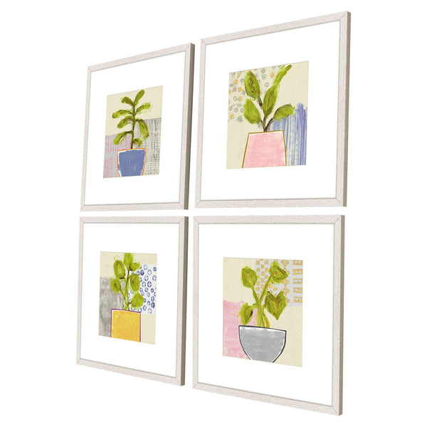 Fontaine Native Bud Framed Art Set of 4 – Paynes Gray