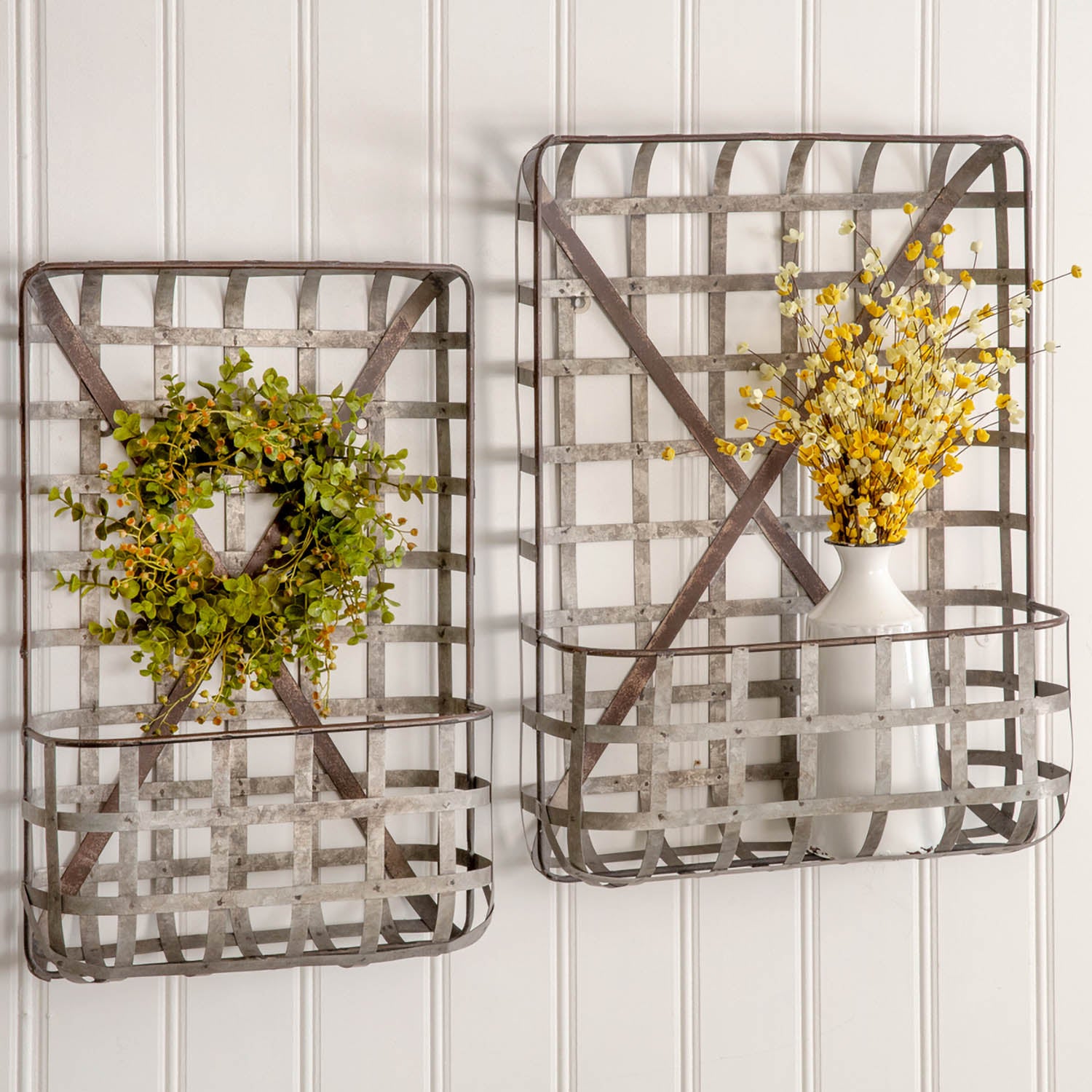 Tobacco Metal Wall Pocket Set of 2 – Paynes Gray