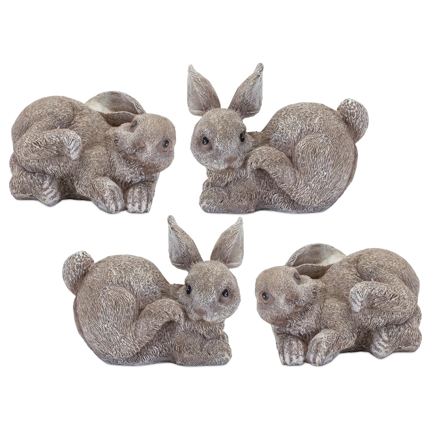 Stone Bunny Rabbit Figurine Set of 4