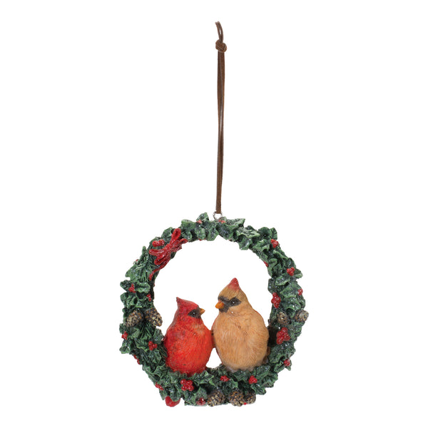 Cardinal Bird Couple Wreath Ornament Set of 4 – Paynes Gray