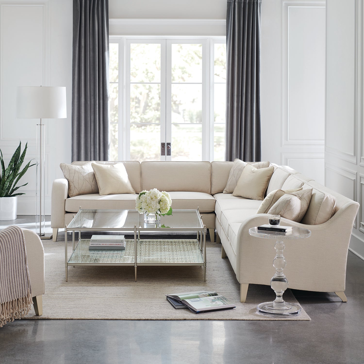 Caracole Victoria Corner Wedge Chair – Paynes Gray