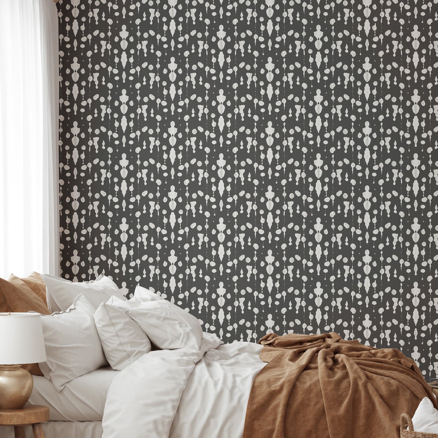 Mitchell Black Boho Rain Wallpaper – Paynes Gray