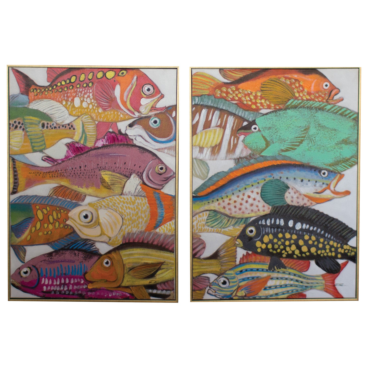 Colorful Fish Wall Art Set of 2 – Paynes Gray