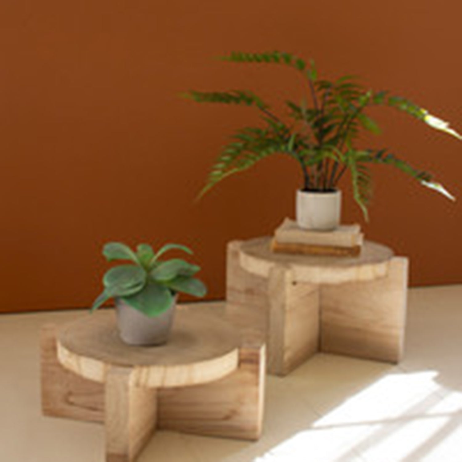 Wooden Display Stool Set of 2 – Paynes Gray