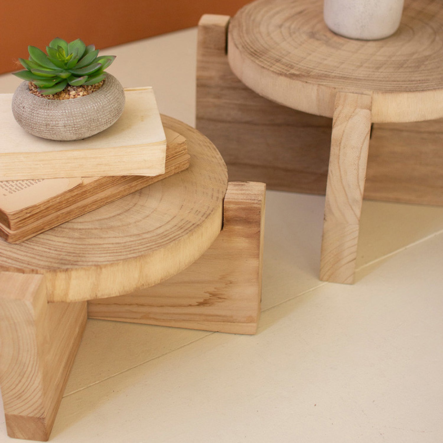 Wooden Display Stool Set of 2 – Paynes Gray