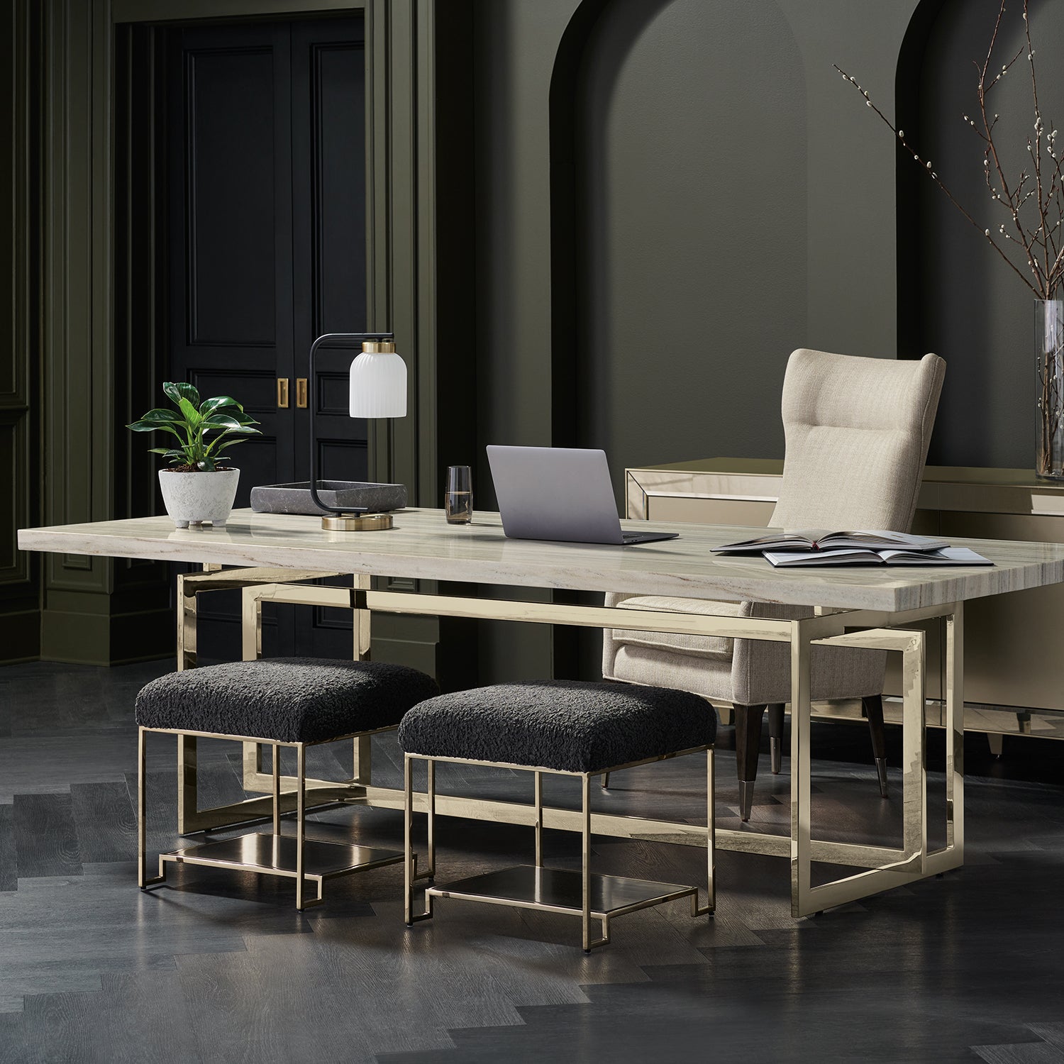 Caracole Wish You Were Here Dining Table – Paynes Gray