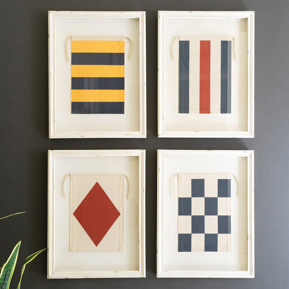 Nautical Canvas Flags Framed Artwork Set of 4