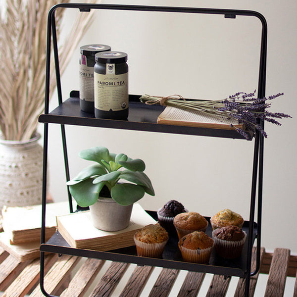 Two-Tiered Rectangle Display Rack – Paynes Gray