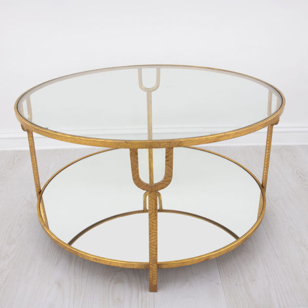 Textured Gold Round Coffee Table – Paynes Gray