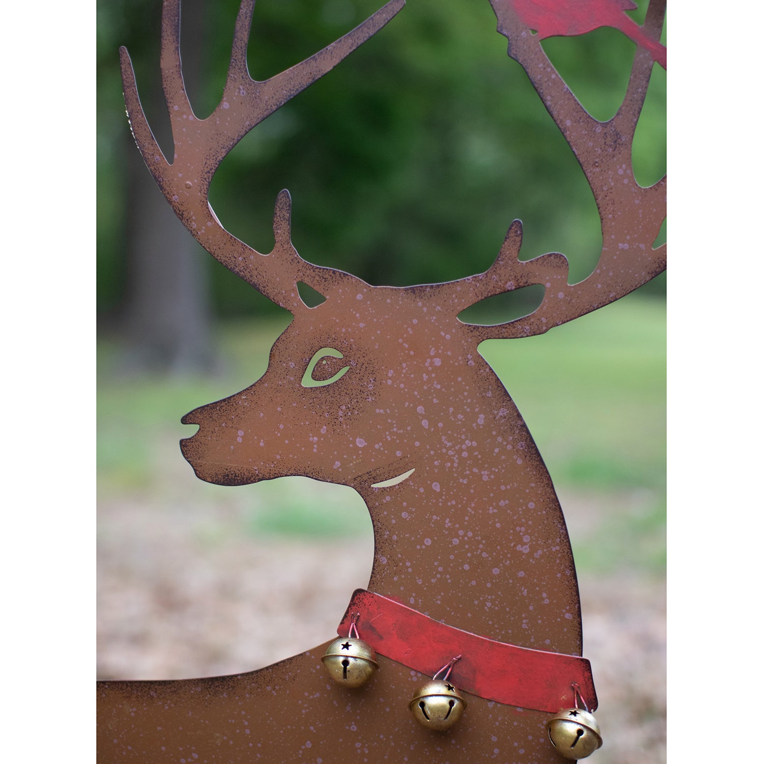 Rustic Reindeer & Birds Outdoor Yard Art Set of 2 – Paynes Gray