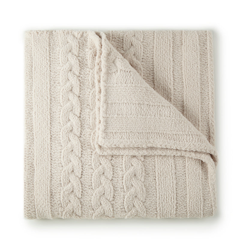 Peacock Alley Cozy Knit Cable Throw Blanket – Paynes Gray