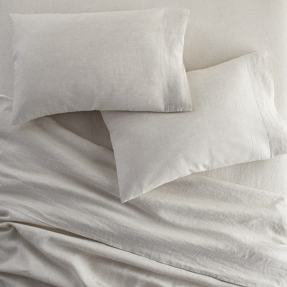 Peacock Alley European Washed Linen Sheet Set