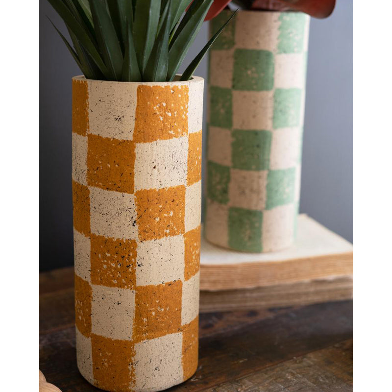 Checkered Cylinder Vase Set of 3 – Paynes Gray