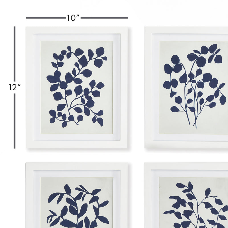 Leafy Vine Print Wall Art Set of 4 – Paynes Gray