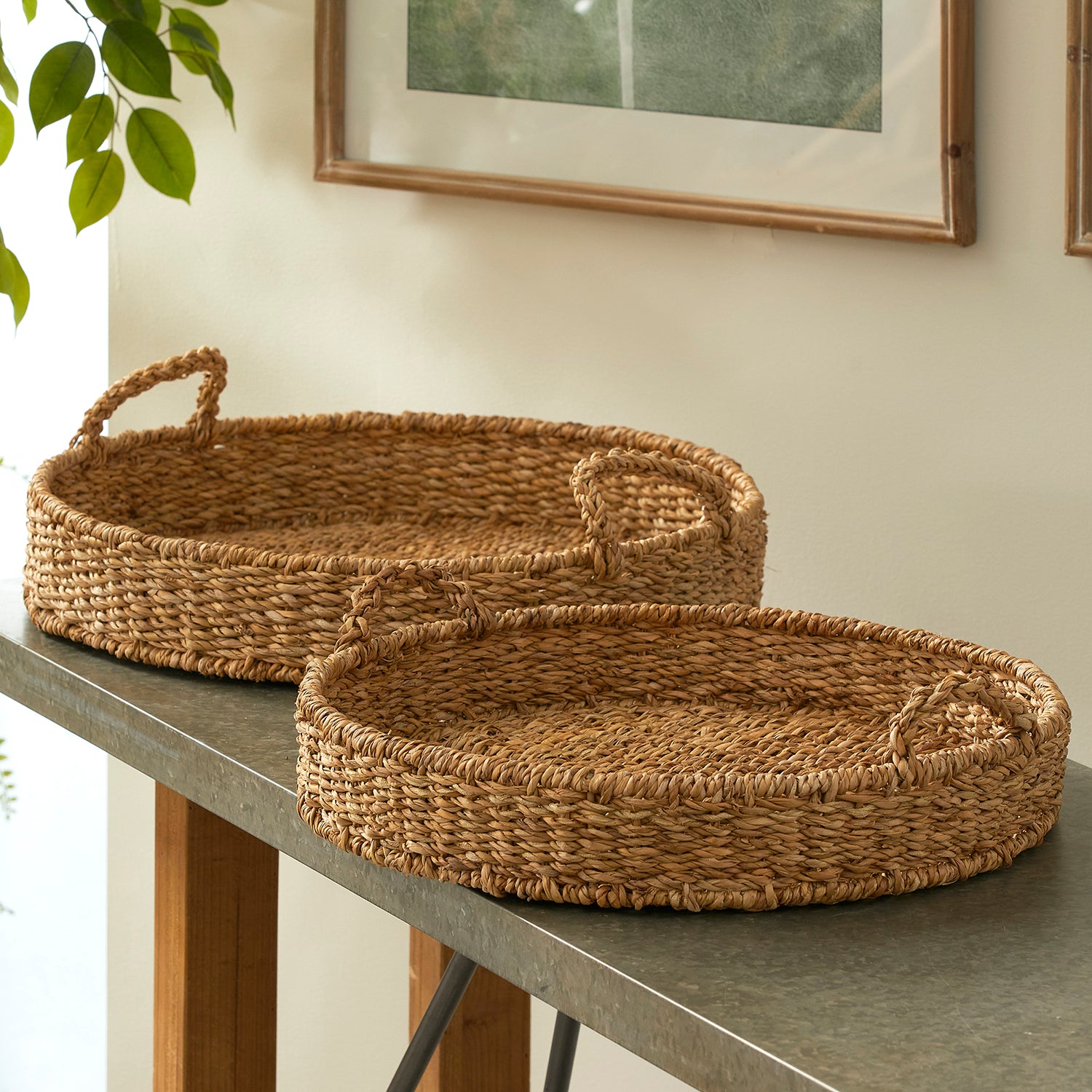 Seagrass Round Tray Set of 2 – Paynes Gray