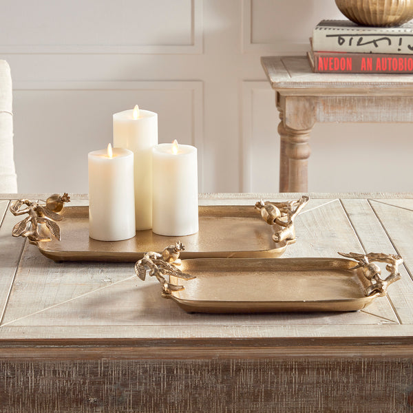Pomegranate Branch Decorative Tray Set of 2 – Paynes Gray