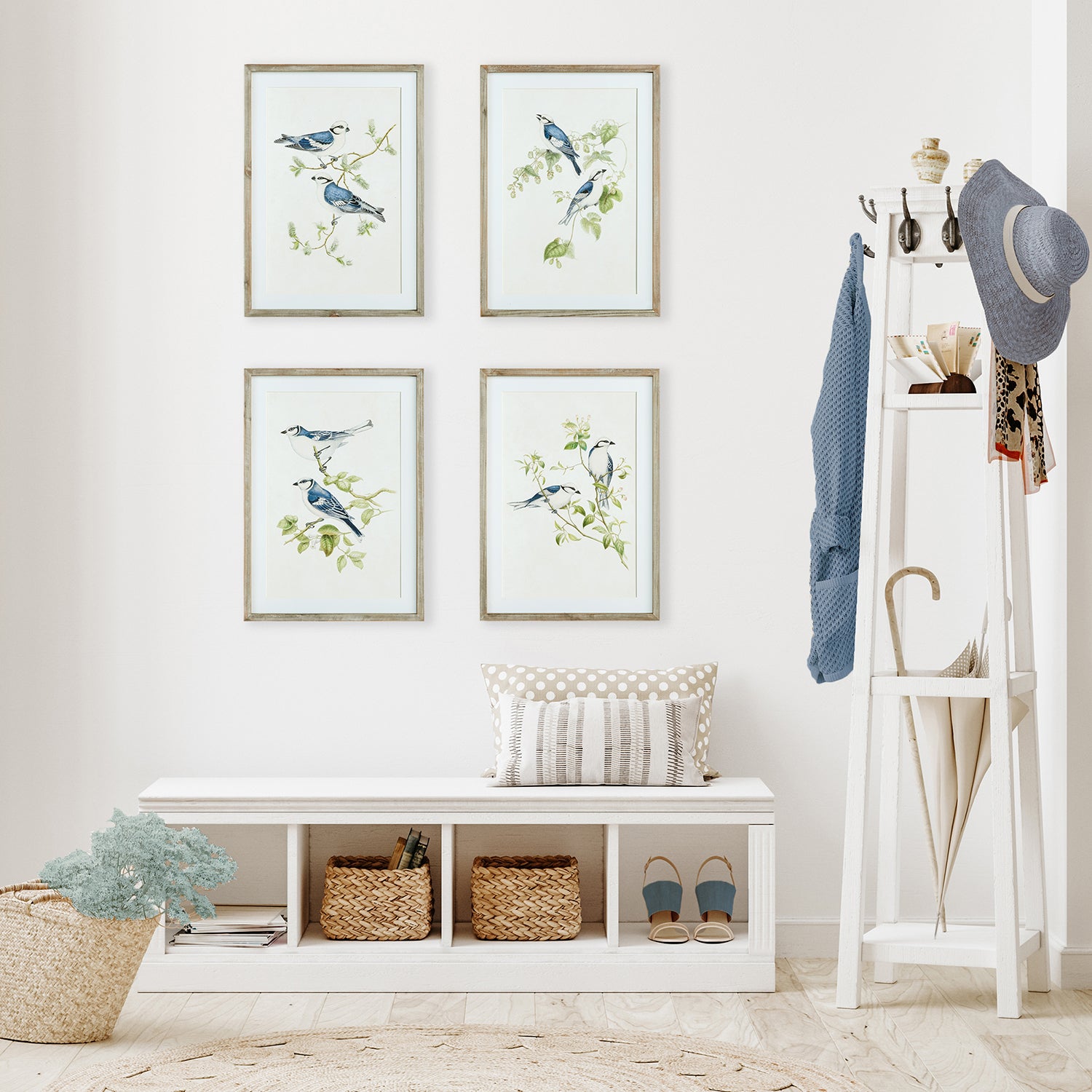 Blue Birds Print Wall Art Set of 4 – Paynes Gray