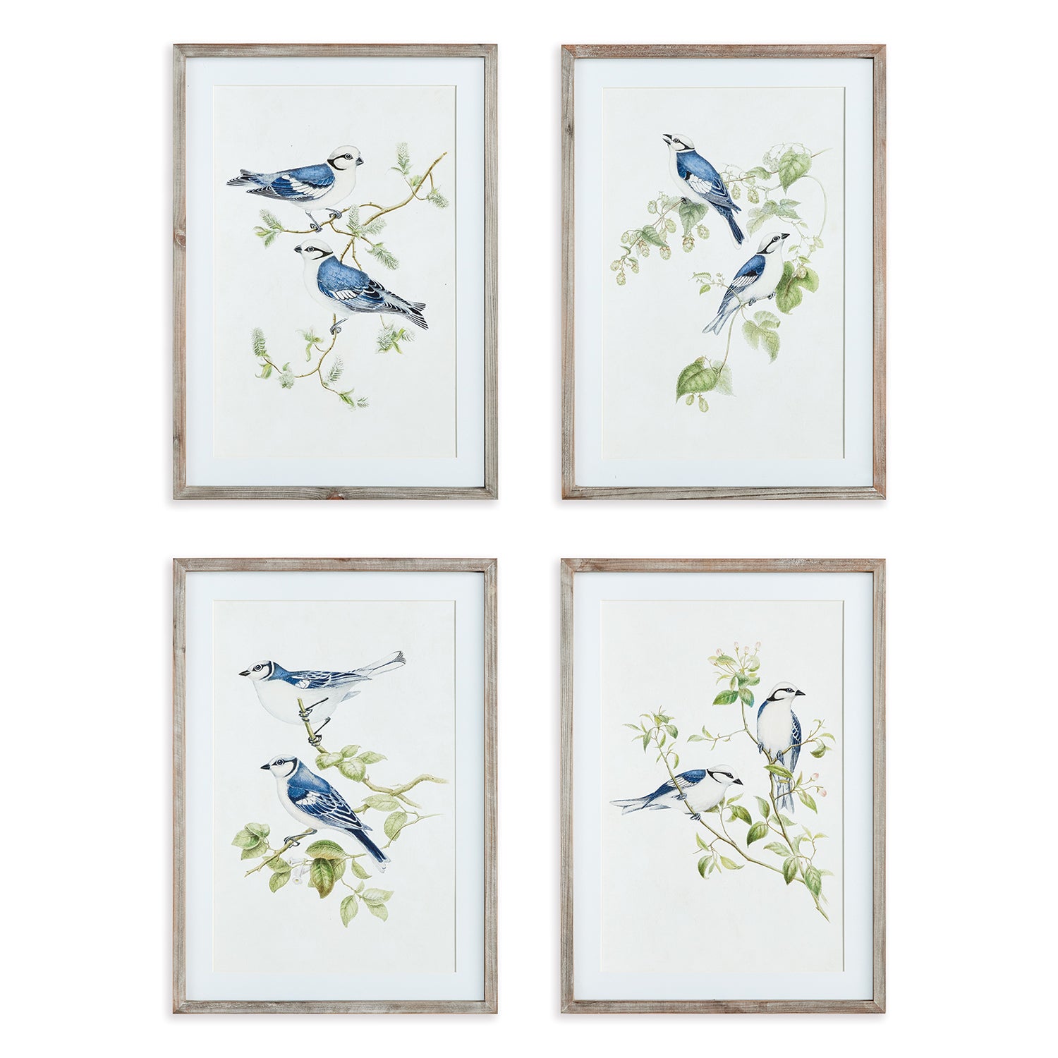 Blue Birds Print Wall Art Set of 4 – Paynes Gray