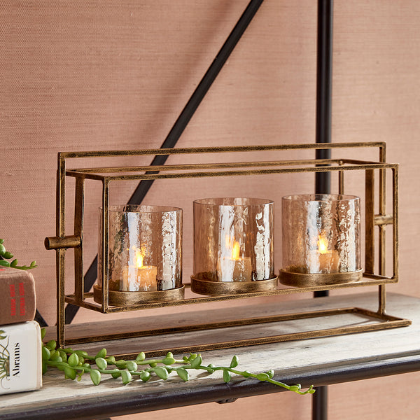 Wesley 3-Candle Hurricane – Paynes Gray