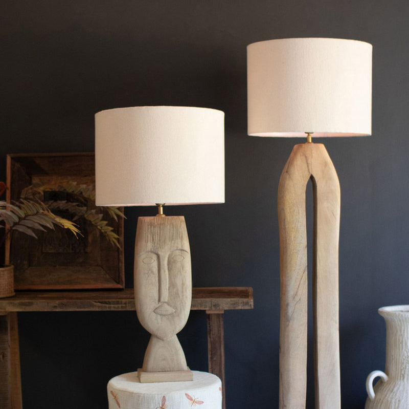 Wooden Face Table Lamp