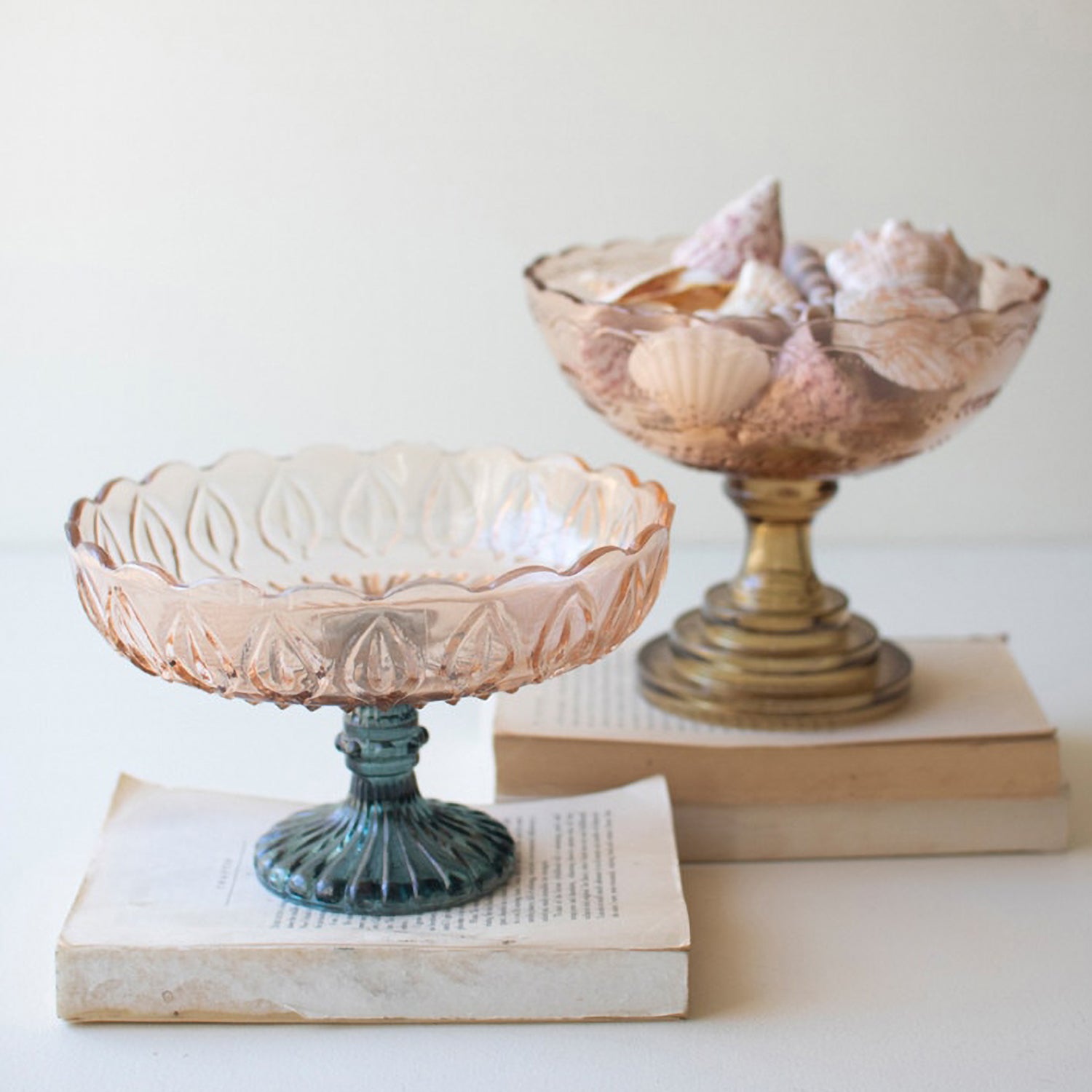 Glass Compote Set of 2