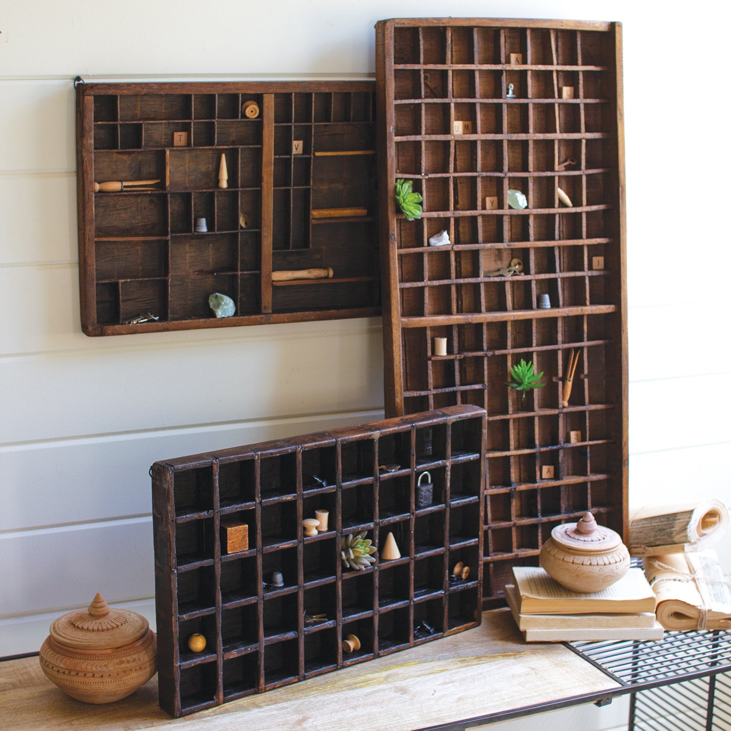 Antique Printers Tray Wall Shelf – Paynes Gray