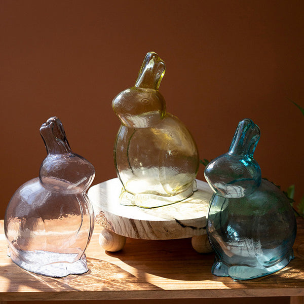 Glass Rabbits Sculpture Set of 3 – Paynes Gray
