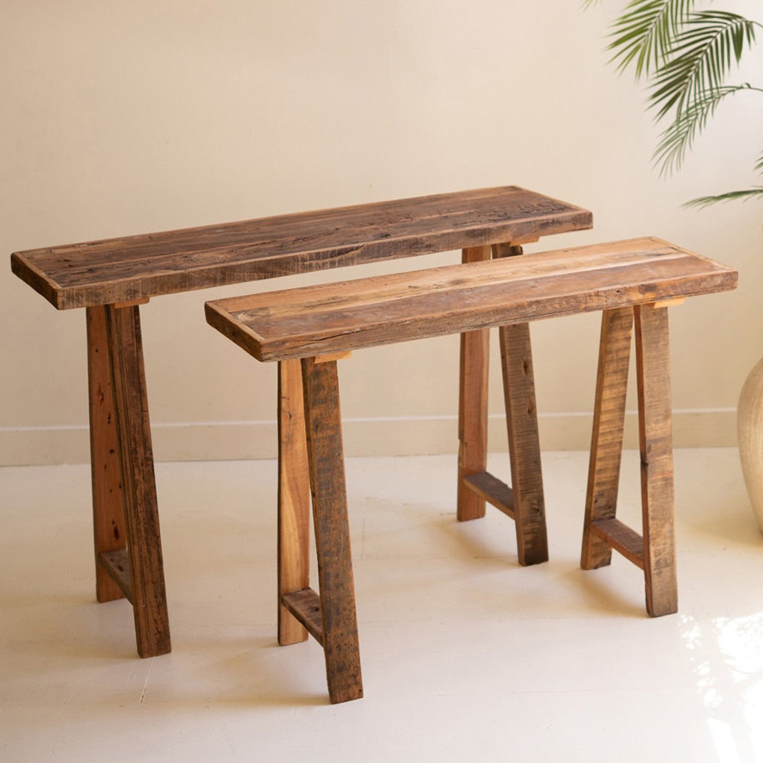 Recycled Wood Console Table Set of 2
