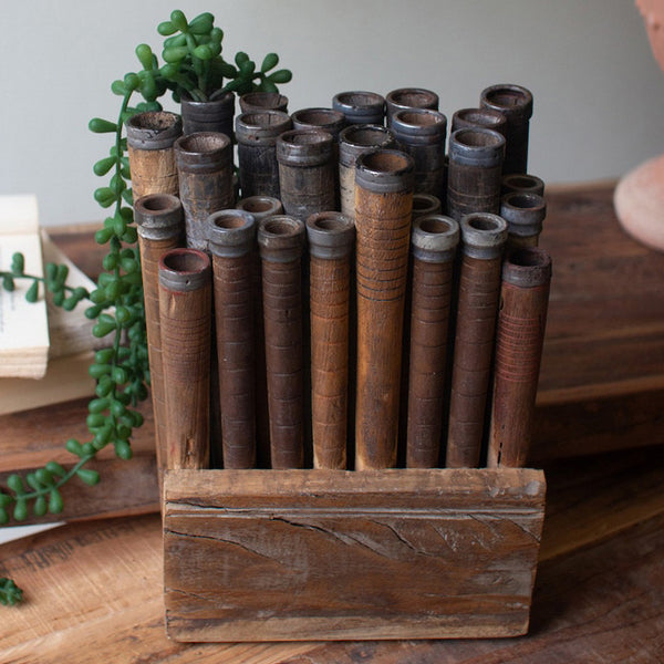 Reclaimed Wooden Thread Spool Art – Paynes Gray