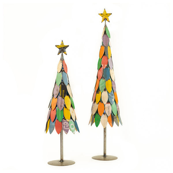 Recycled Metal Christmas Tree Tabletop Accent Set of 2 – Paynes Gray