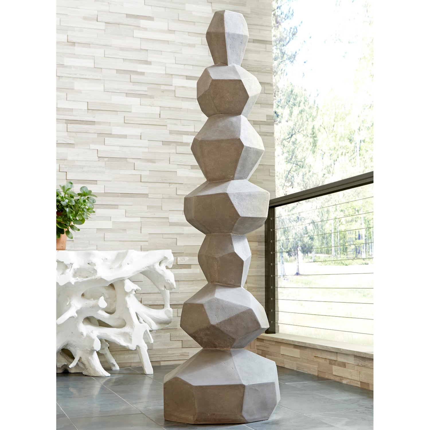 Phillips Collection Faceted Rock Column Sculpture – Paynes Gray