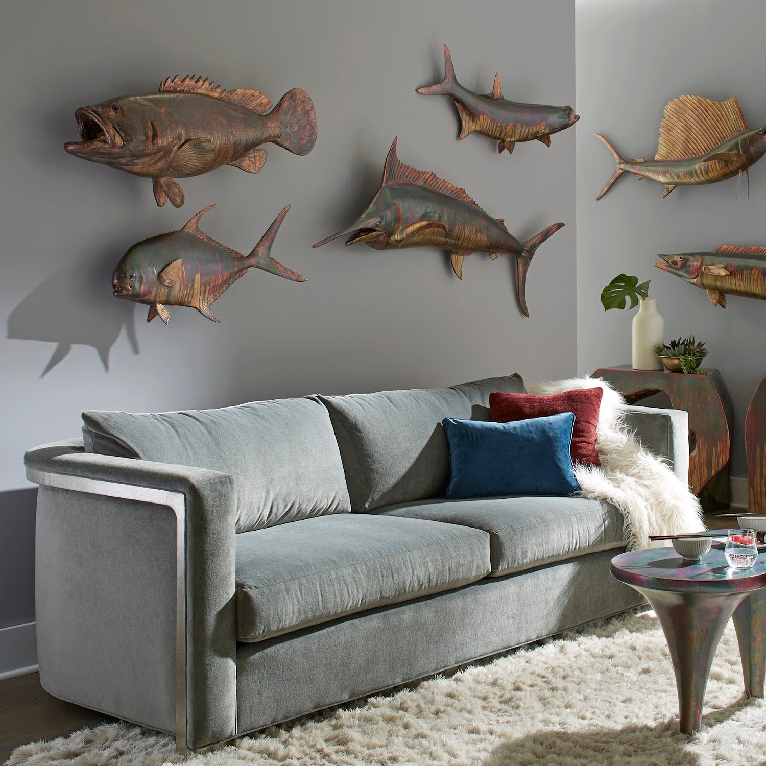 Phillips Collection Estuary Cod Fish Wall Sculpture – Paynes Gray