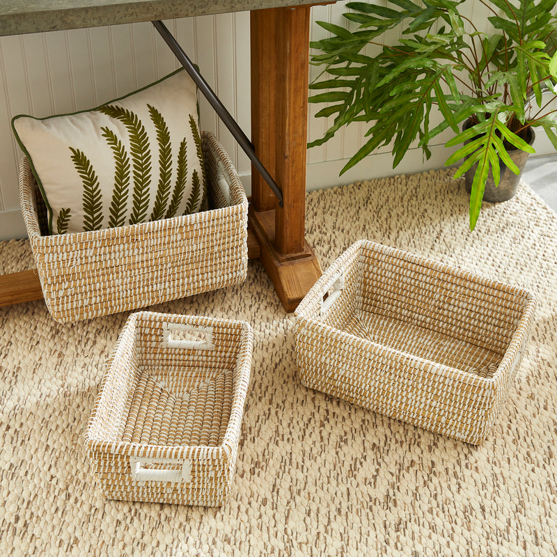 Rivergrass Rectangular Handle Storage Basket Set of 3 – Paynes Gray
