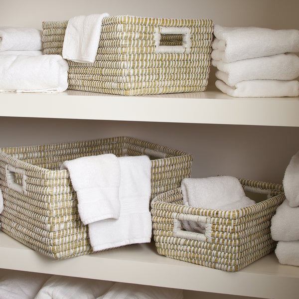 Rivergrass Rectangular Handle Storage Basket Set of 3 – Paynes Gray