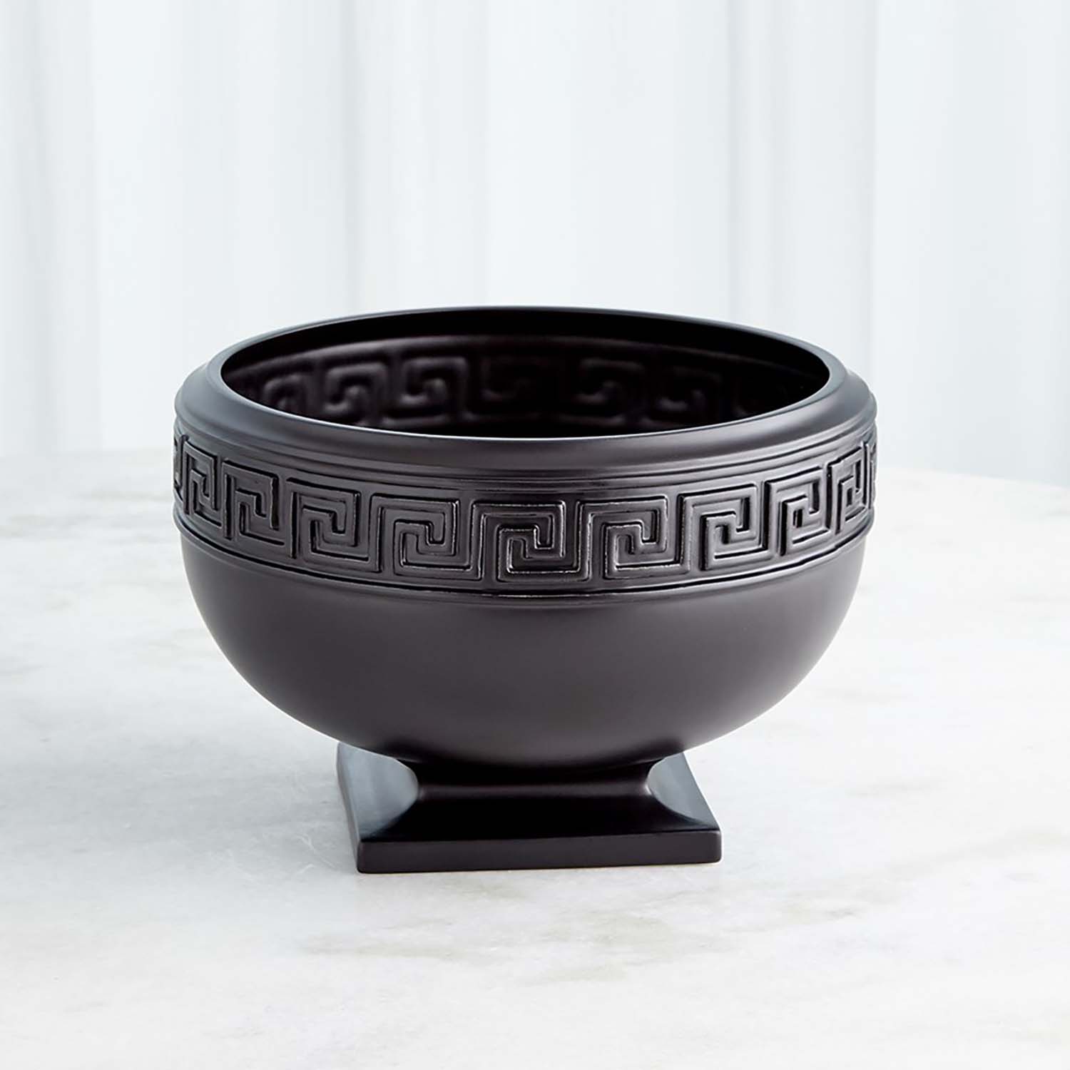 Global Views Greek Key Bowl – Paynes Gray