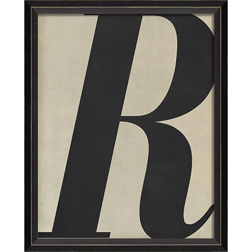Letter R Black on White Framed Print – Paynes Gray