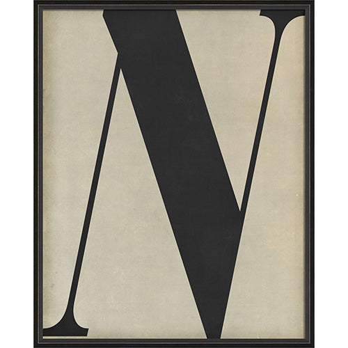 Letter N Black on White Framed Print – Paynes Gray