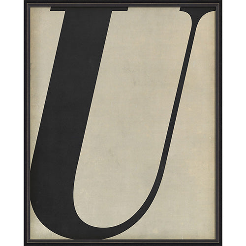 Letter U Black on White Framed Print – Paynes Gray