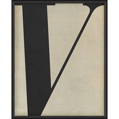 Letter V Black on White Framed Print – Paynes Gray