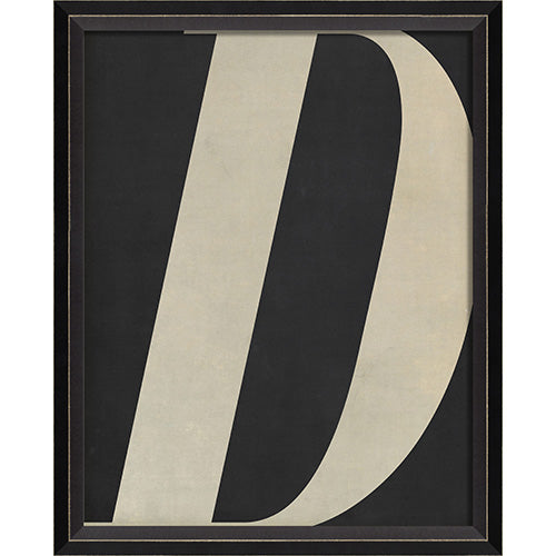 Letter D White on Black Framed Print – Paynes Gray