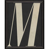 Letter M White on Black Framed Print – Paynes Gray