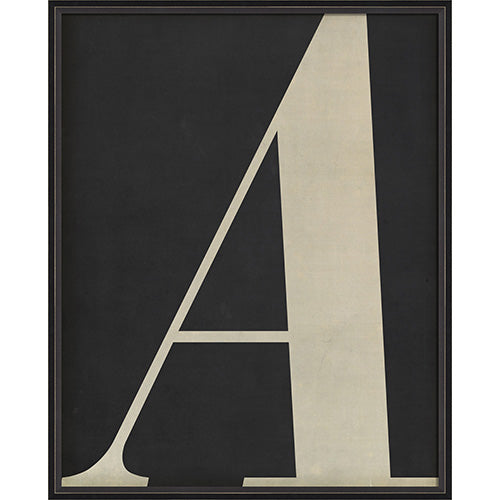 Letter A White on Black Framed Print – Paynes Gray